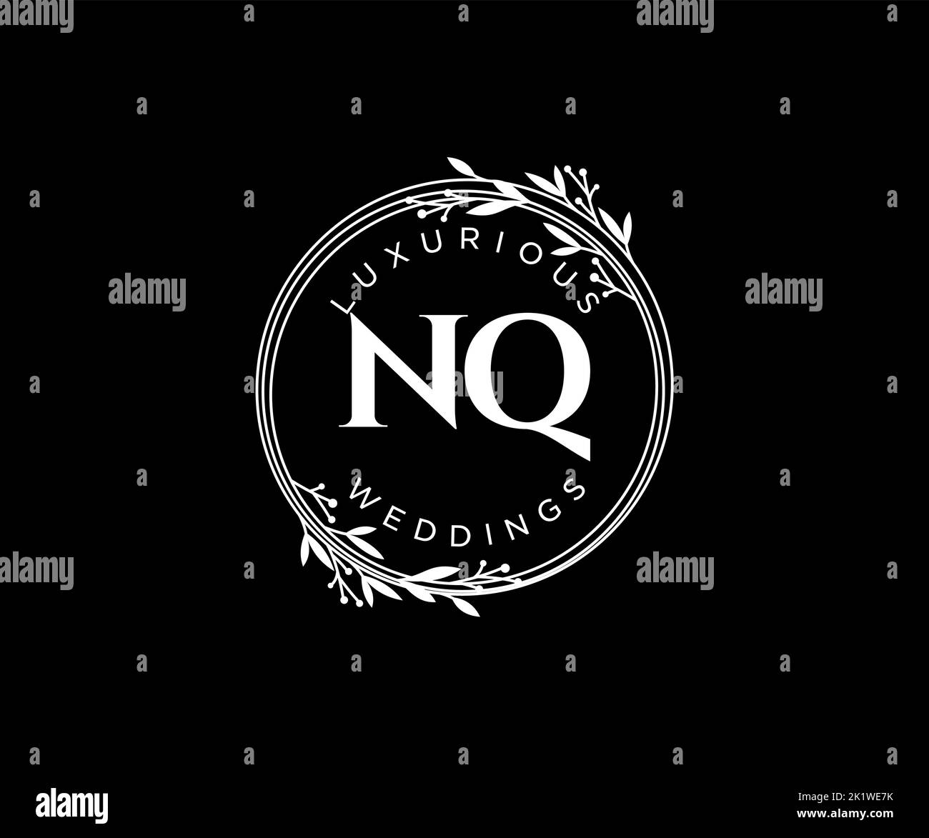 NQ Initials letter Wedding monogram logos template, hand drawn modern ...