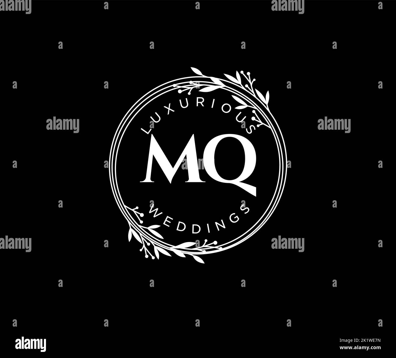 MQ Initials letter Wedding monogram logos template, hand drawn modern ...