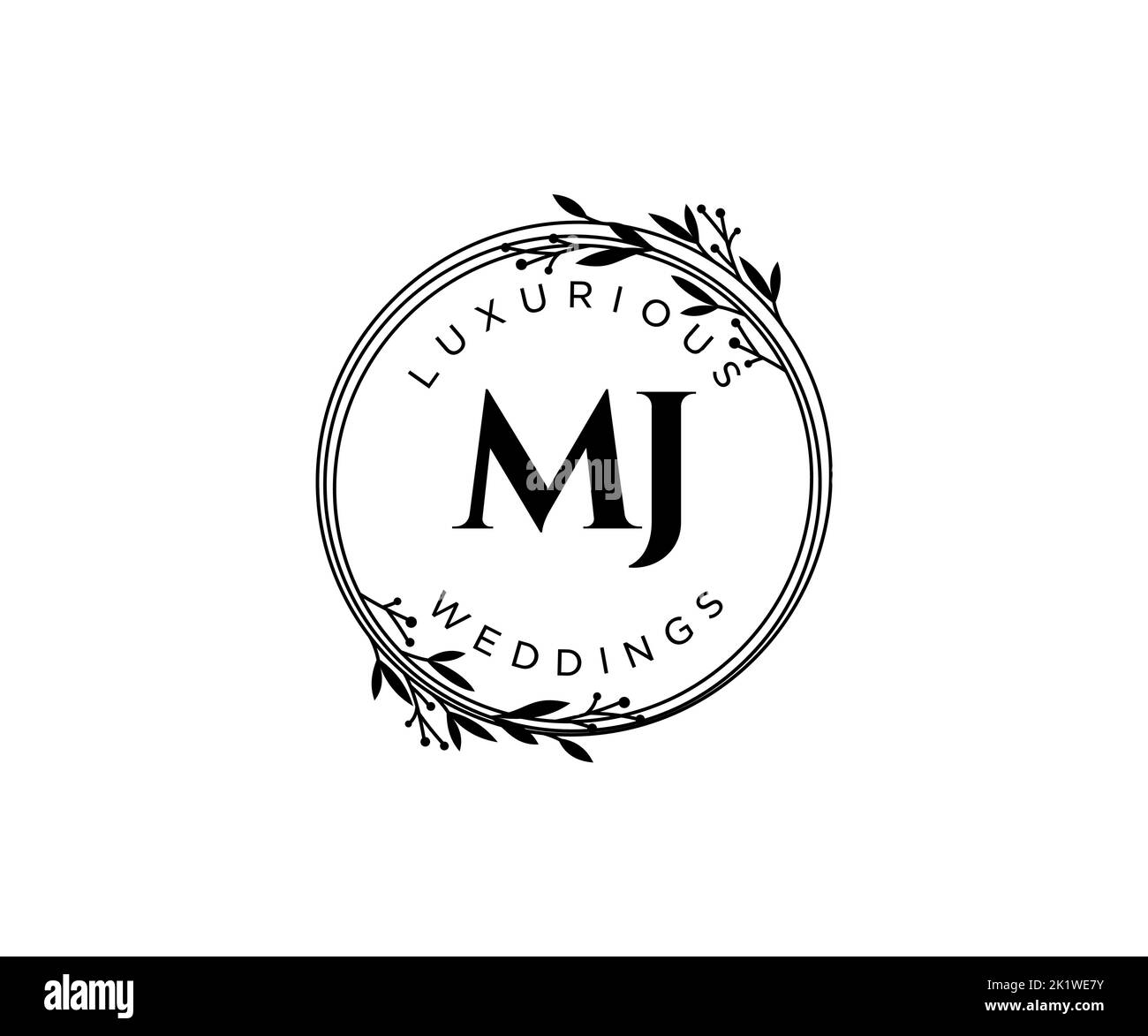 Mj Initials Letter Wedding Monogram Logos Template Hand Drawn Modern Minimalistic And Floral