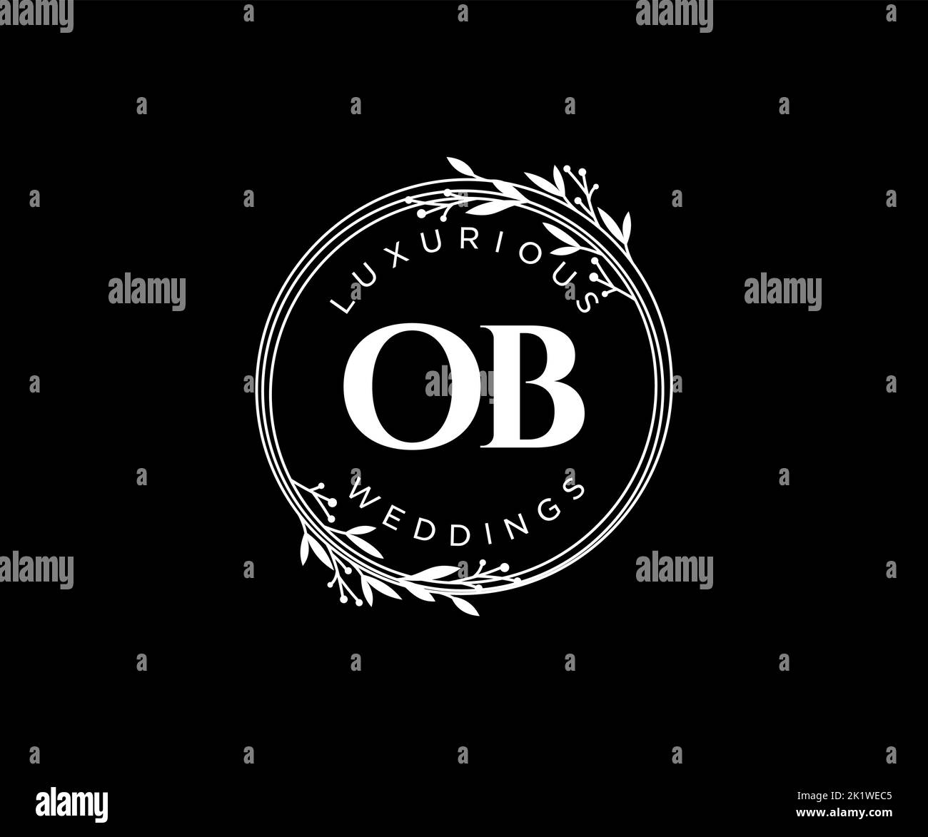 OB Initials letter Wedding monogram logos template, hand drawn modern ...