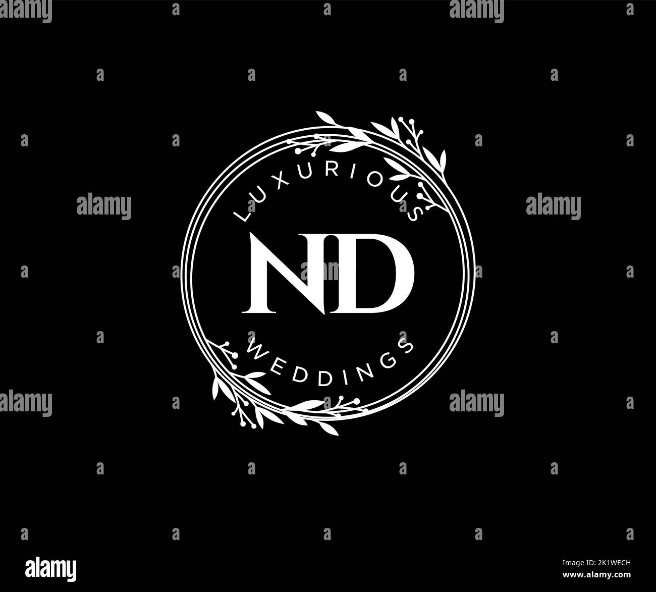 ND Initials letter Wedding monogram logos template, hand drawn modern ...