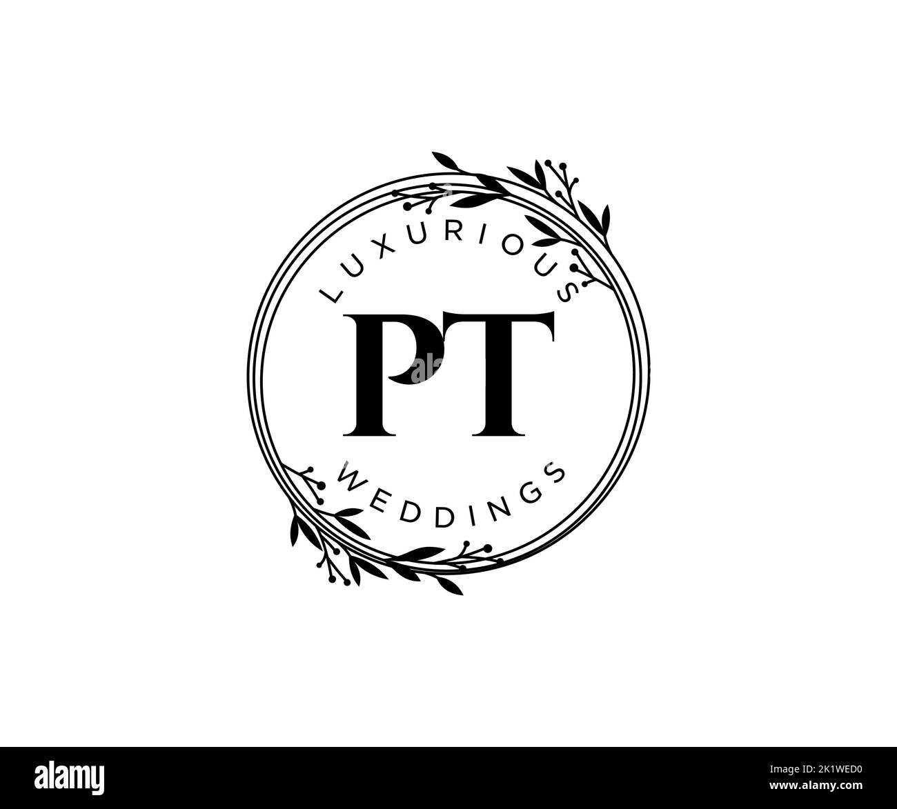 PT Initials letter Wedding monogram logos template, hand drawn modern ...