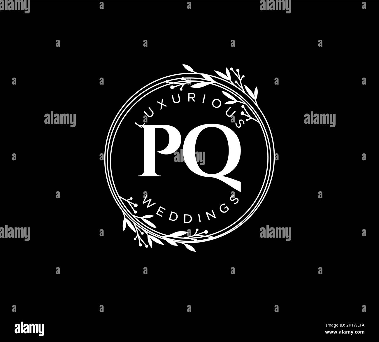PQ Initials letter Wedding monogram logos template, hand drawn modern ...