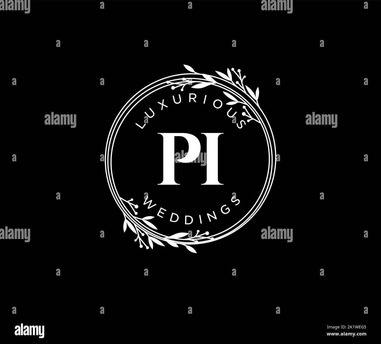 PI Initials letter Wedding monogram logos template, hand drawn modern minimalistic and floral ...