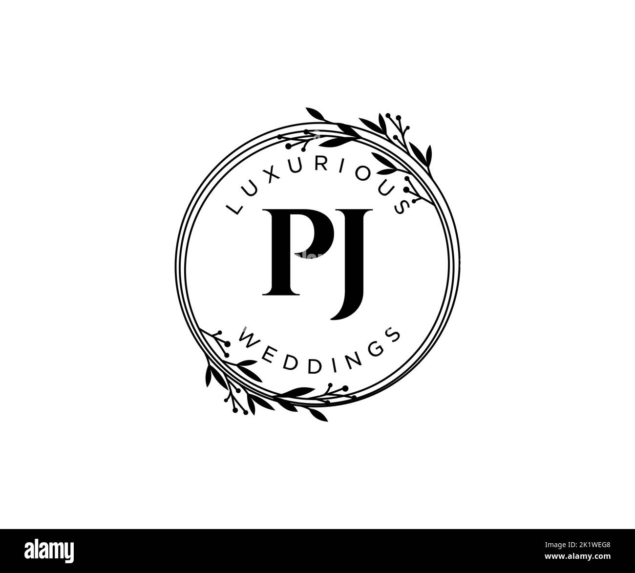 PJ Initials letter Wedding monogram logos template, hand drawn modern ...