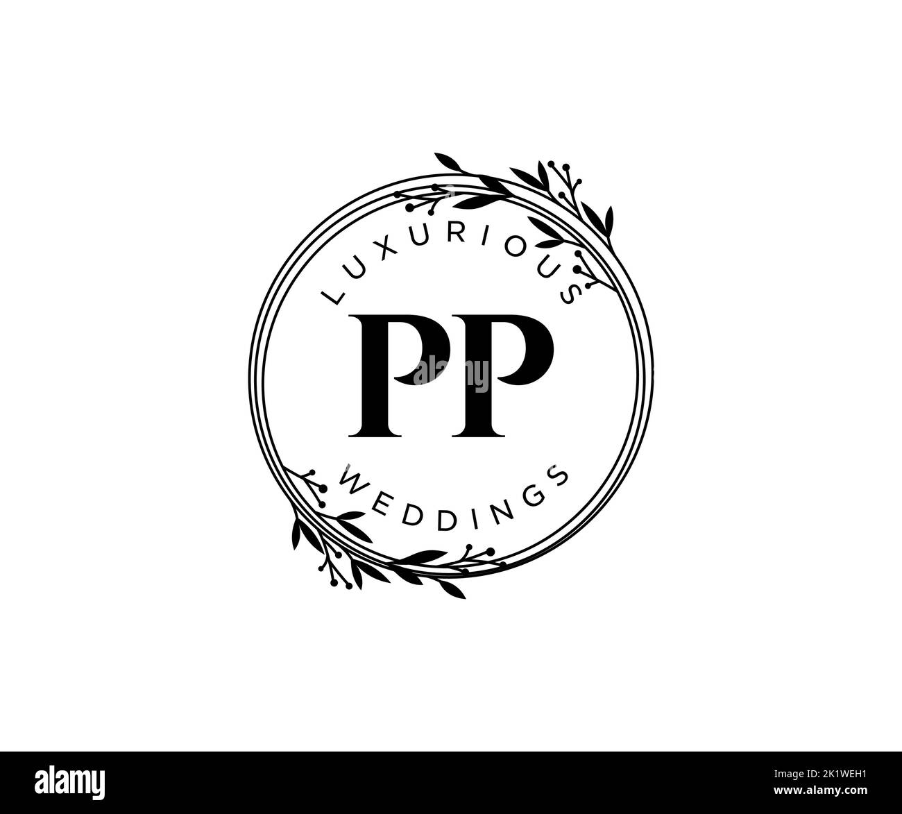 PP Initials letter Wedding monogram logos template, hand drawn modern ...