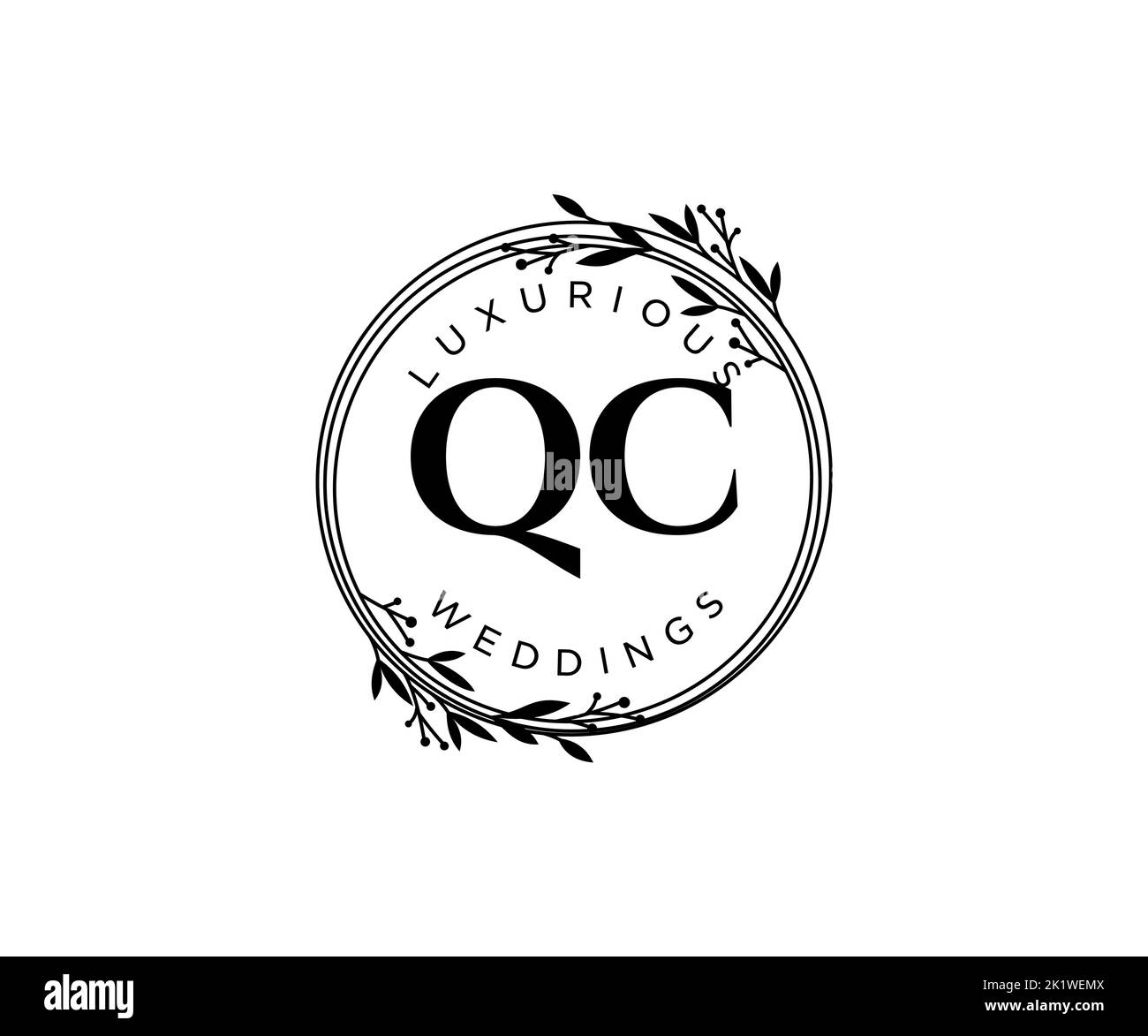 QC Initials letter Wedding monogram logos template, hand drawn modern ...
