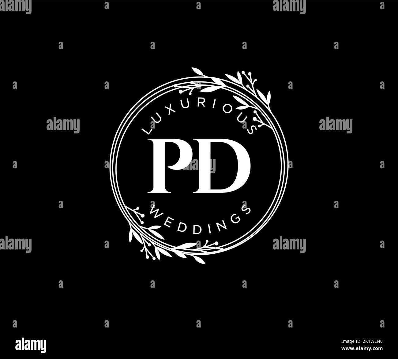 PD Initials letter Wedding monogram logos template, hand drawn modern ...