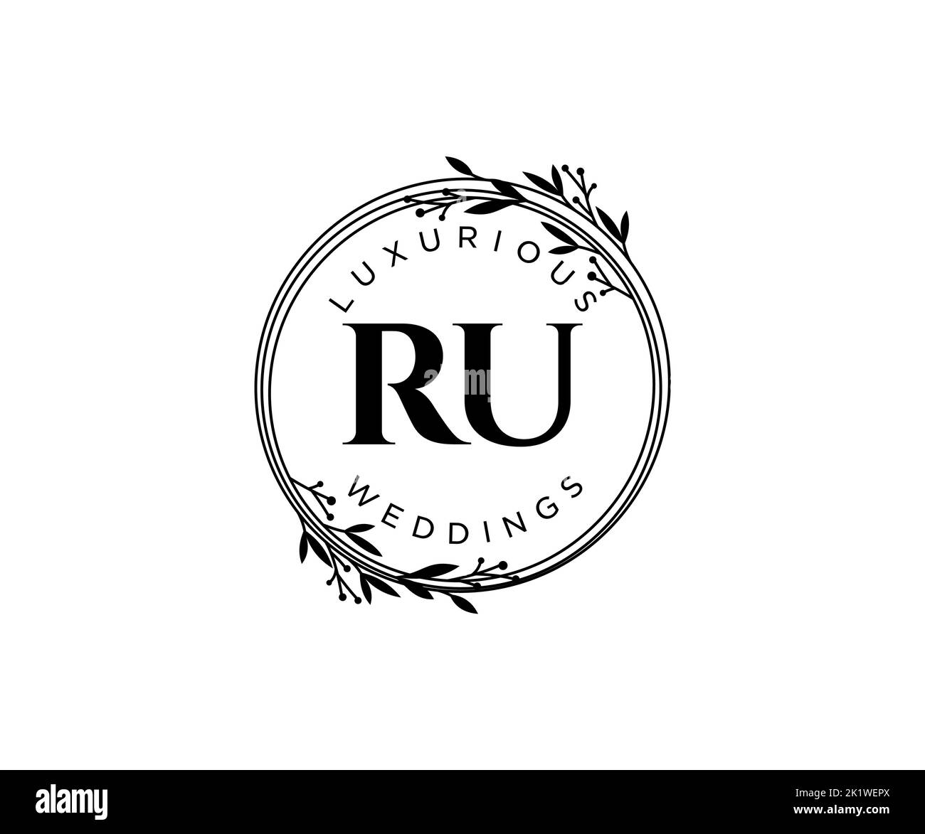 RU Initials letter Wedding monogram logos template, hand drawn modern ...