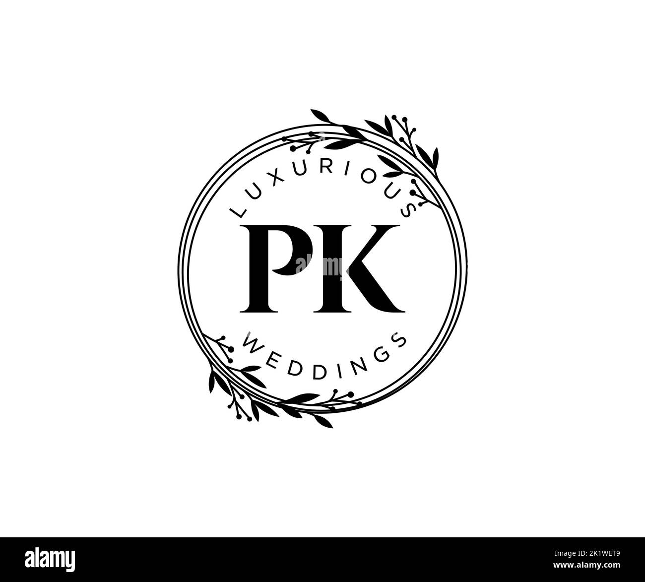 PK Initials letter Wedding monogram logos template, hand drawn modern ...