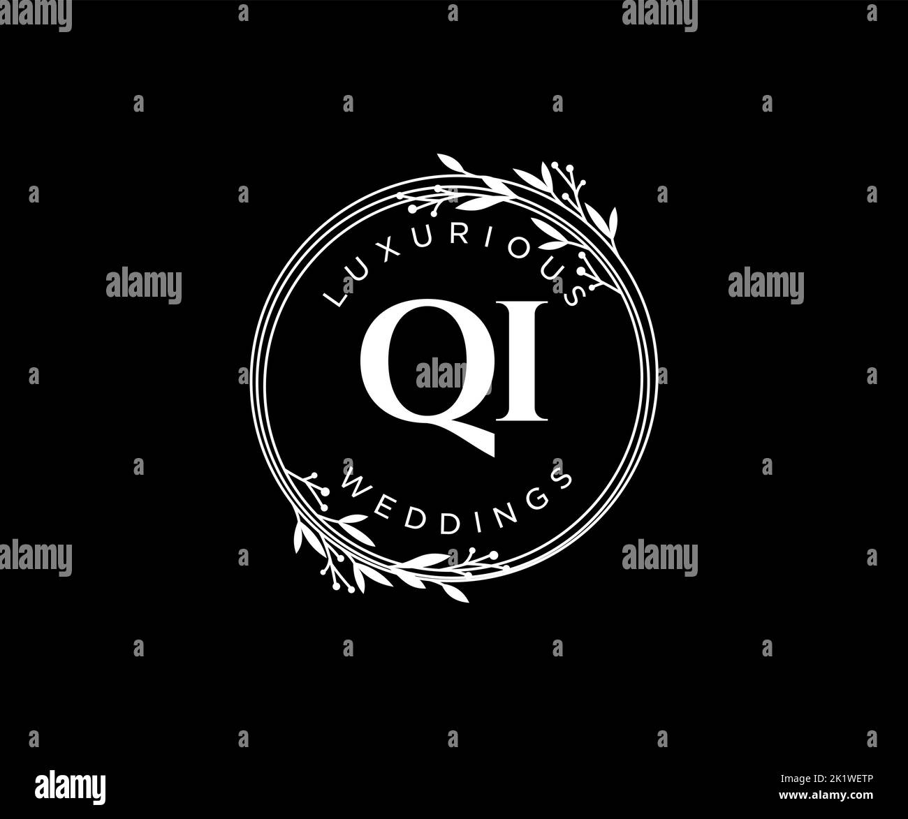 QI Initials letter Wedding monogram logos template, hand drawn modern ...