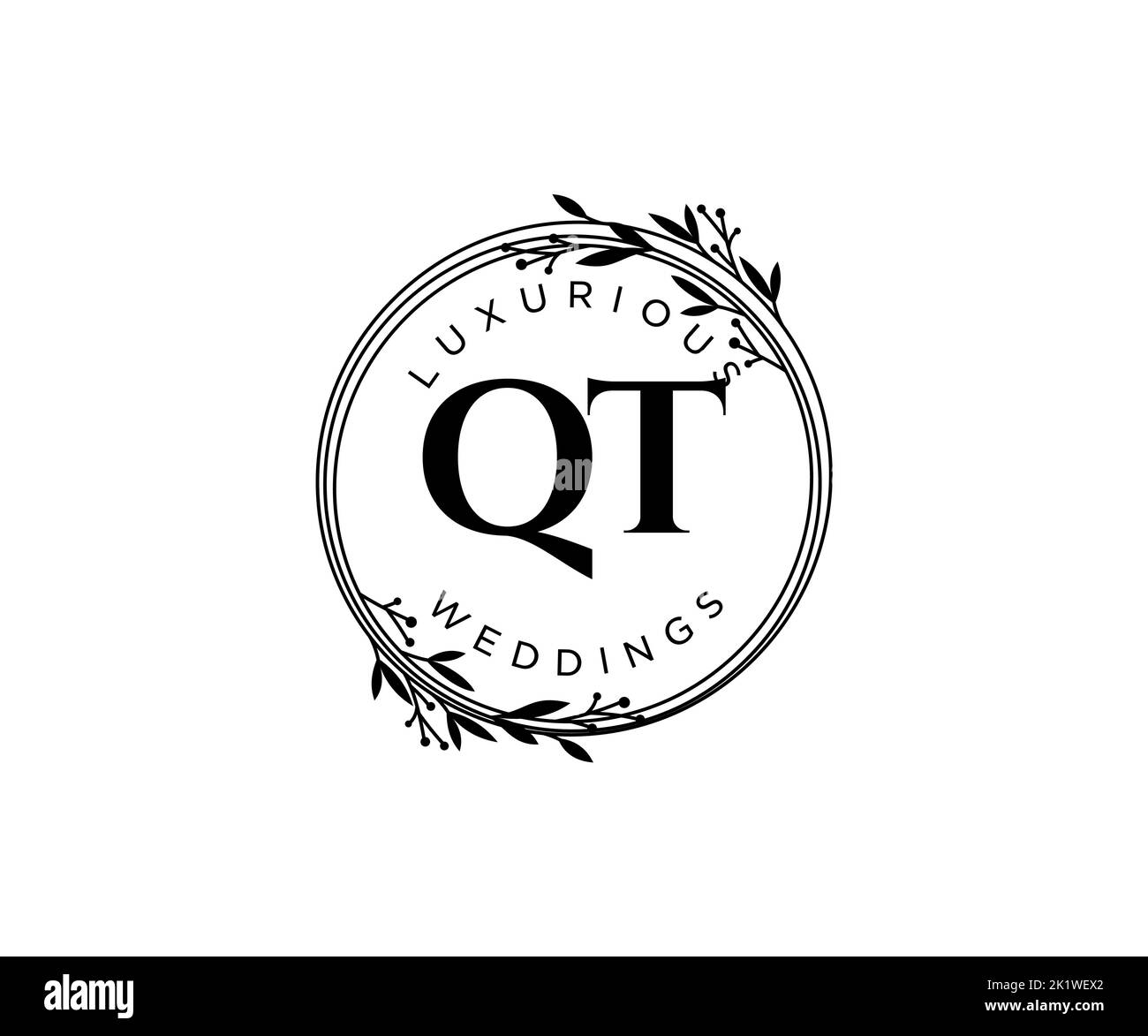 QT Initials letter Wedding monogram logos template, hand drawn modern ...