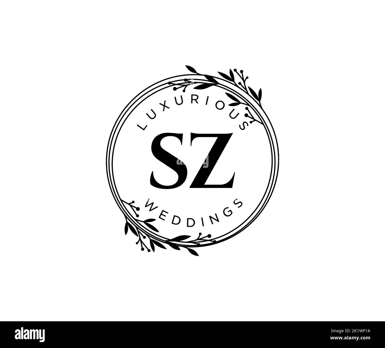 SZ Initials letter Wedding monogram logos template, hand drawn modern minimalistic and floral ...