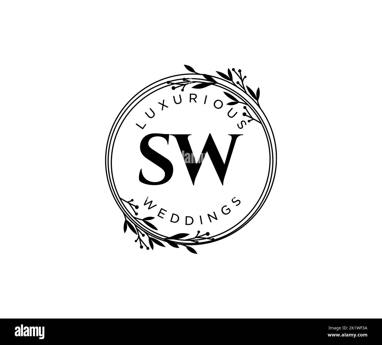SW Initials letter Wedding monogram logos template, hand drawn modern ...