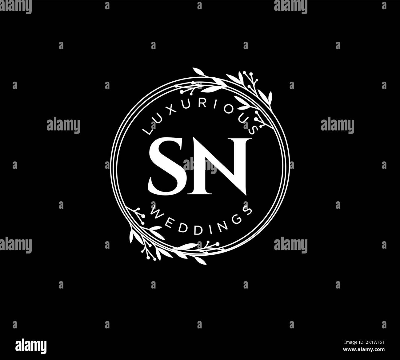 SN Initials letter Wedding monogram logos template, hand drawn modern ...