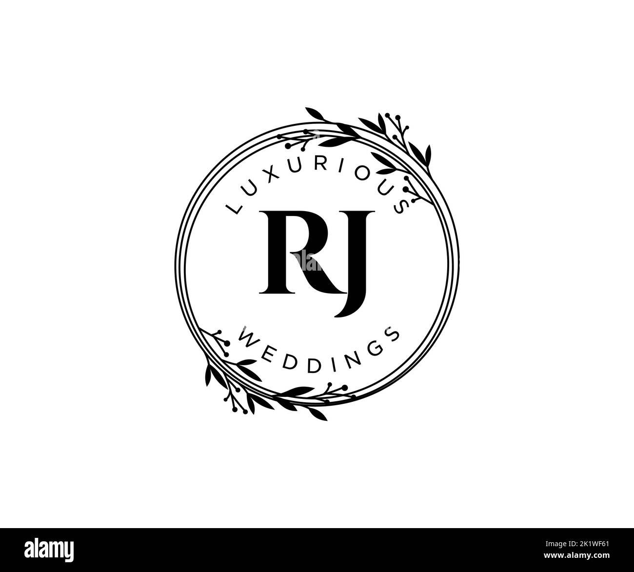 RJ Initials letter Wedding monogram logos template, hand drawn modern ...