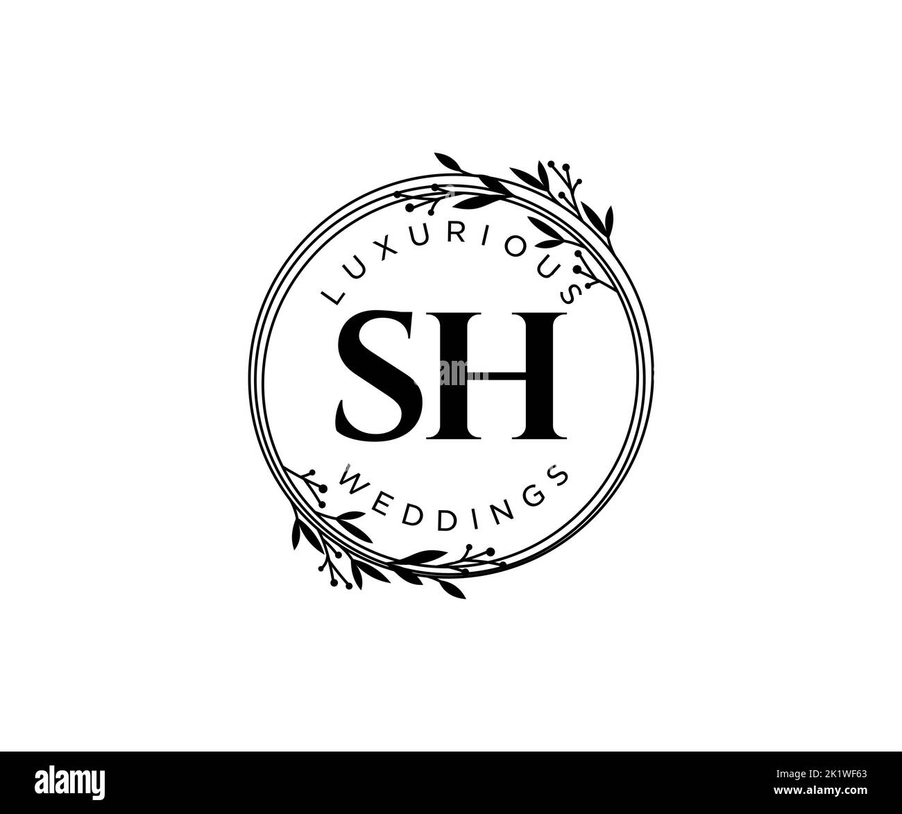 SH Initials letter Wedding monogram logos template, hand drawn modern ...