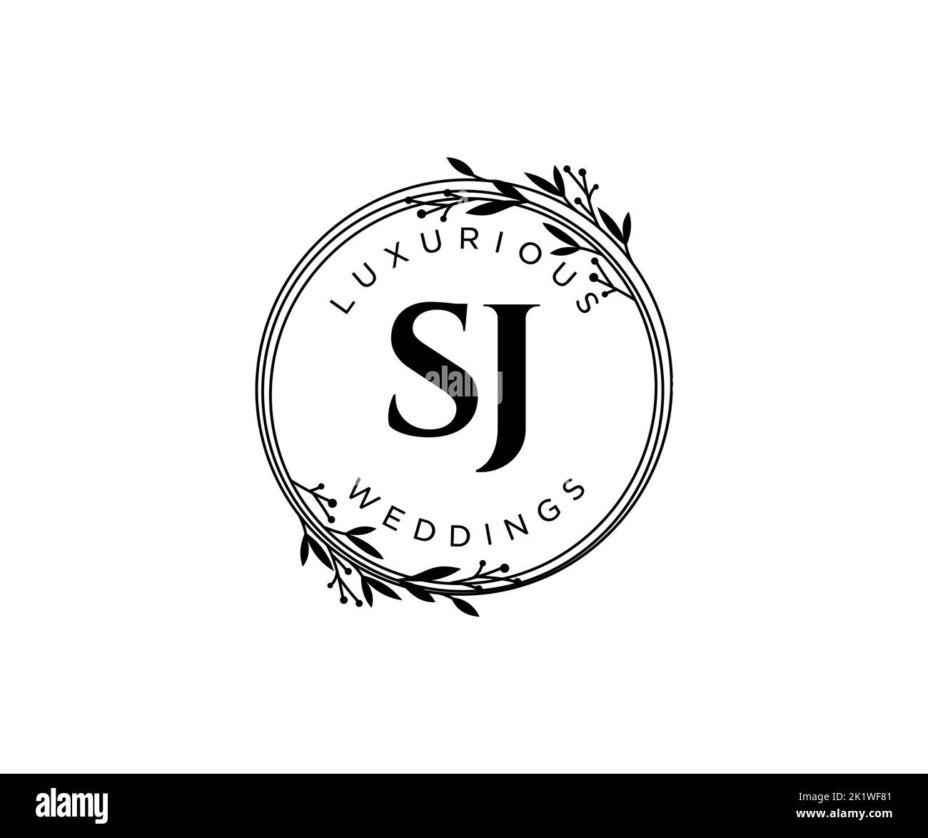 SJ Initials letter Wedding monogram logos template, hand drawn modern minimalistic and floral ...
