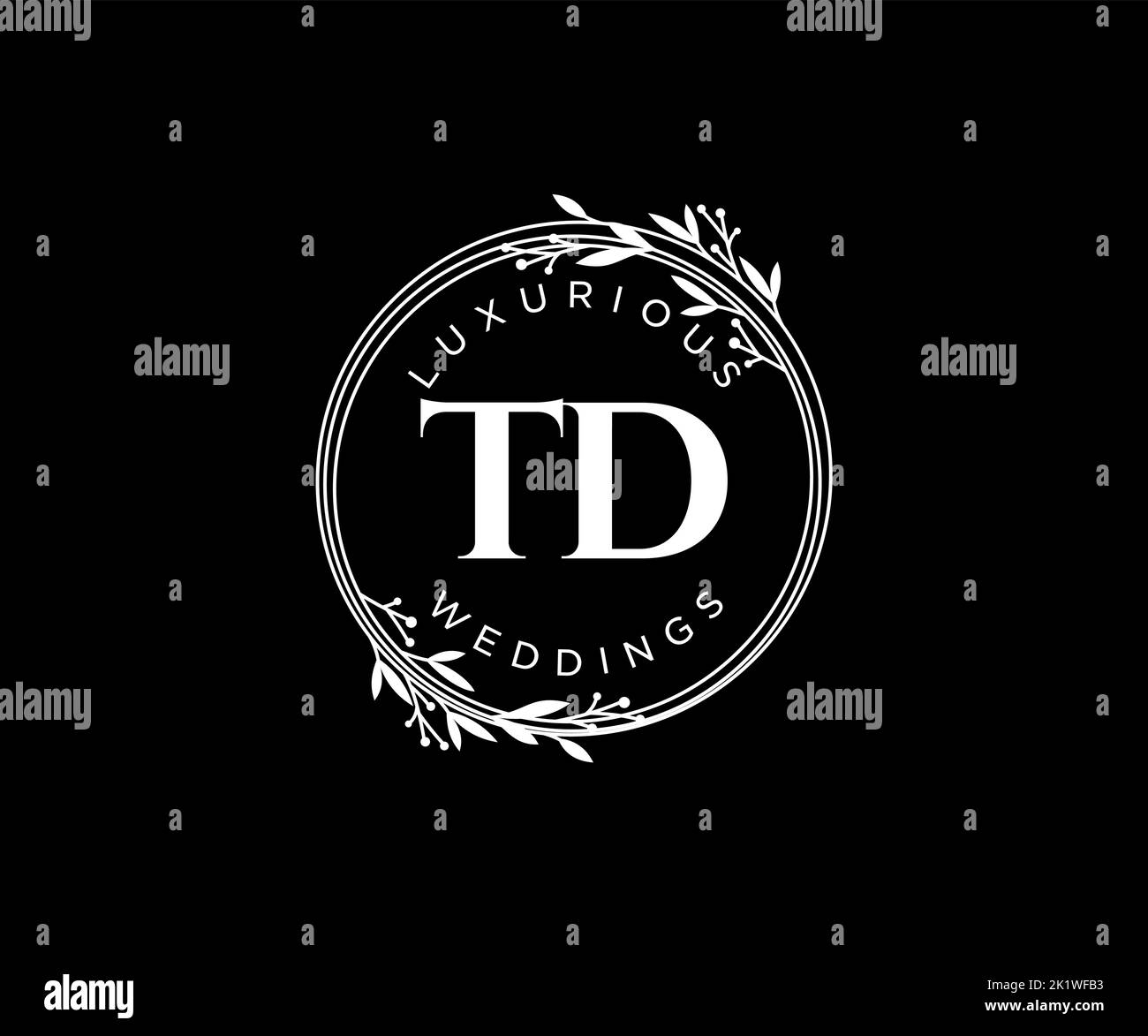 TD Initials letter Wedding monogram logos template, hand drawn modern ...