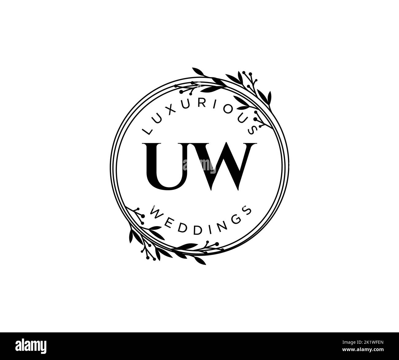 UW Initials letter Wedding monogram logos template, hand drawn modern ...
