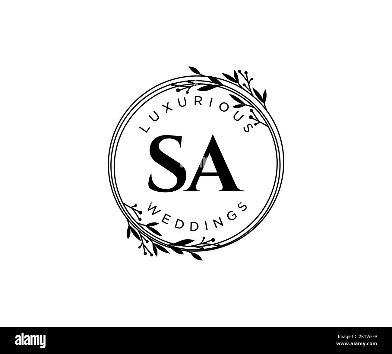 SA Initials letter Wedding monogram logos template, hand drawn modern minimalistic and floral ...