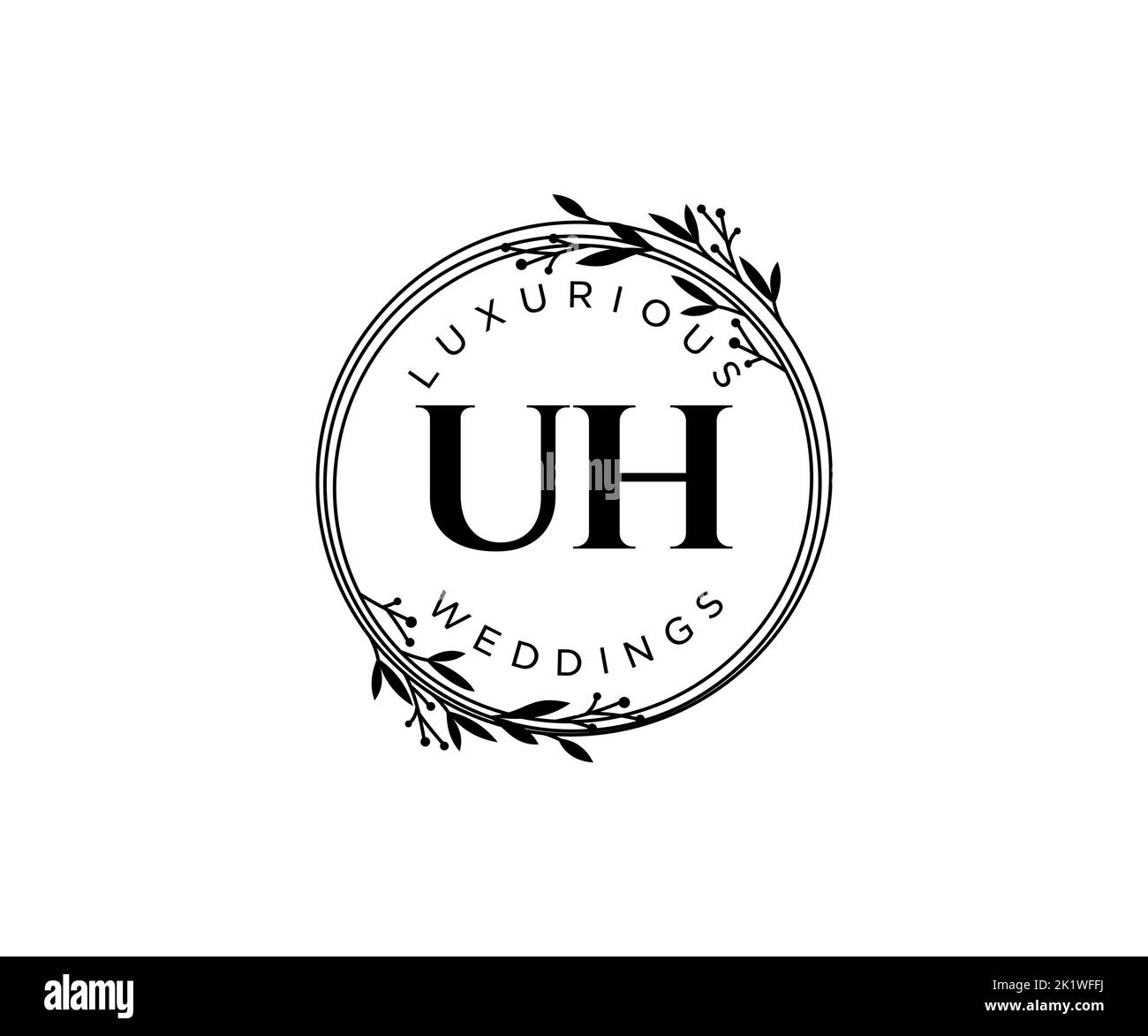 UH Initials letter Wedding monogram logos template, hand drawn modern ...