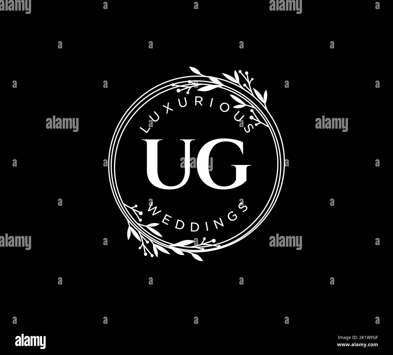 UG Initials letter Wedding monogram logos template, hand drawn modern ...