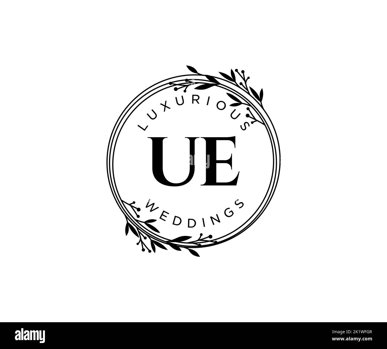 UE Initials letter Wedding monogram logos template, hand drawn modern ...