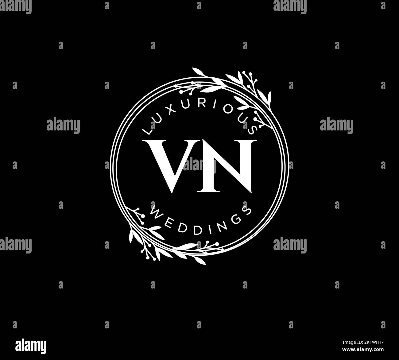 VN Initials letter Wedding monogram logos template, hand drawn modern minimalistic and floral ...