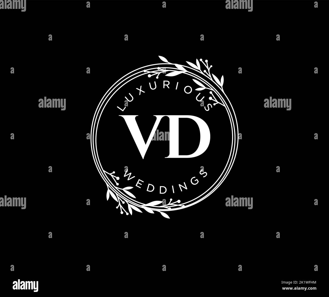 VD Initials letter Wedding monogram logos template, hand drawn modern ...