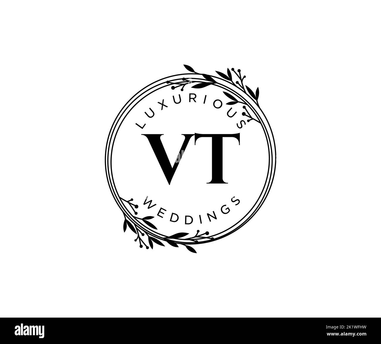 VT Initials letter Wedding monogram logos template, hand drawn modern ...