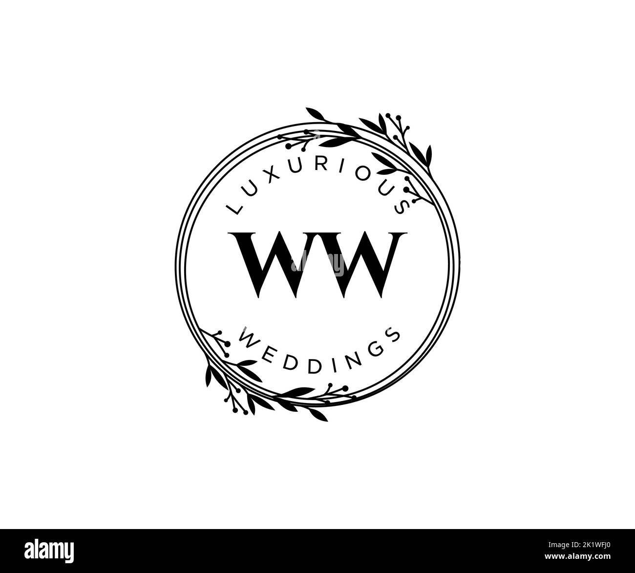 WW Initials letter Wedding monogram logos template, hand drawn modern ...
