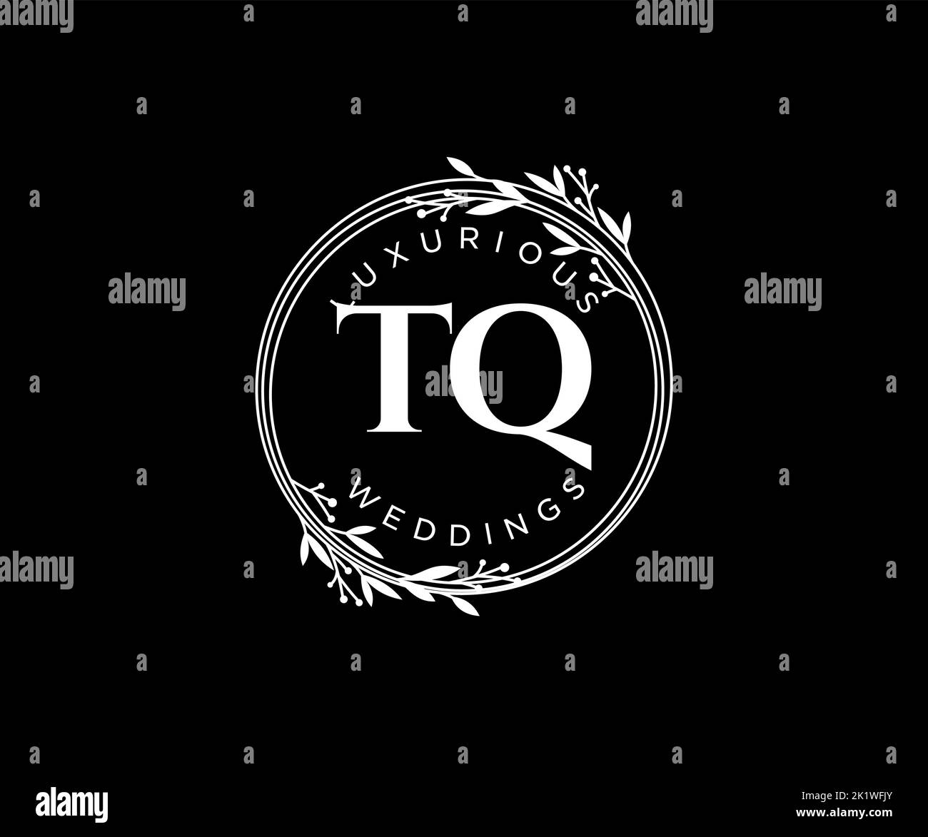 TQ Initials letter Wedding monogram logos template, hand drawn modern minimalistic and floral ...