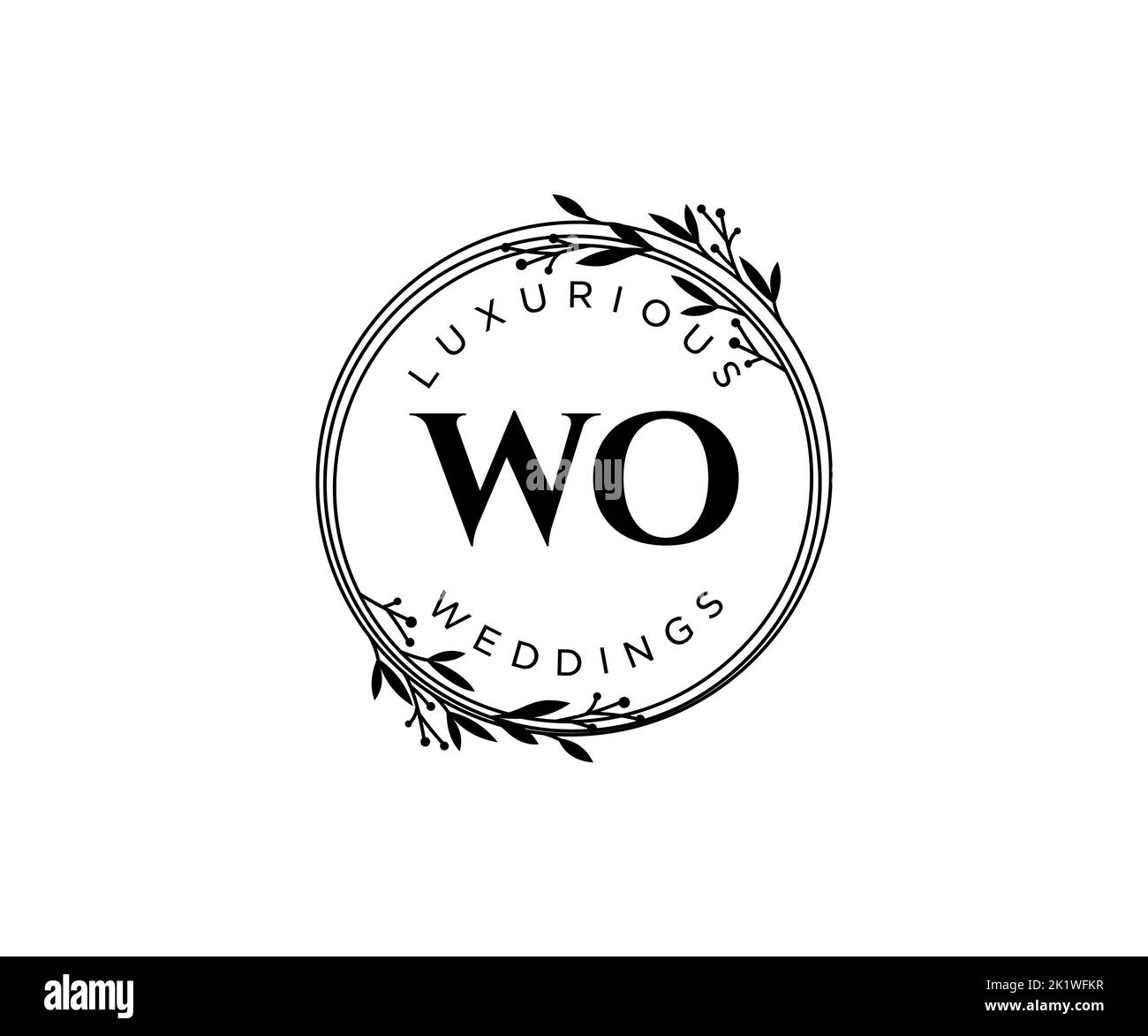 WO Initials letter Wedding monogram logos template, hand drawn modern ...
