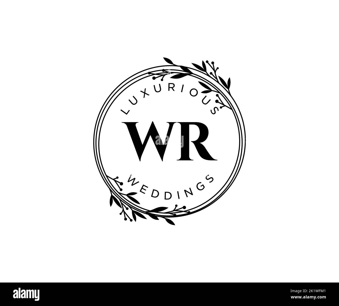 WR Initials letter Wedding monogram logos template, hand drawn modern ...