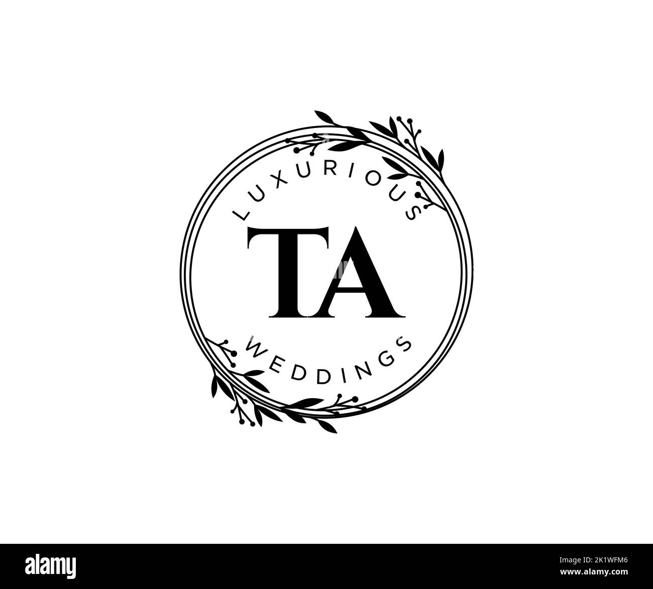 TA Initials letter Wedding monogram logos template, hand drawn modern ...