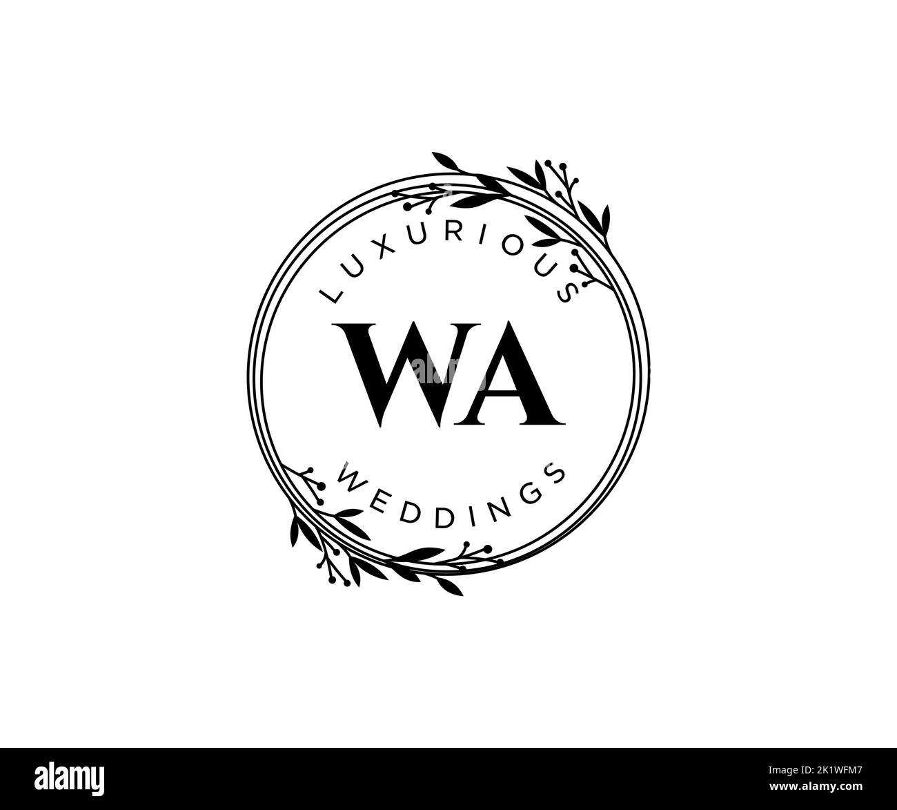 WA Initials letter Wedding monogram logos template, hand drawn modern ...
