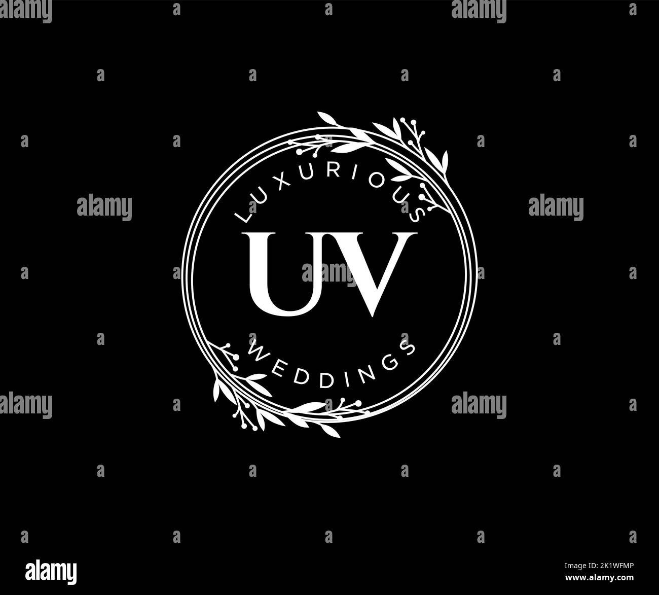UV Initials letter Wedding monogram logos template, hand drawn modern minimalistic and floral ...