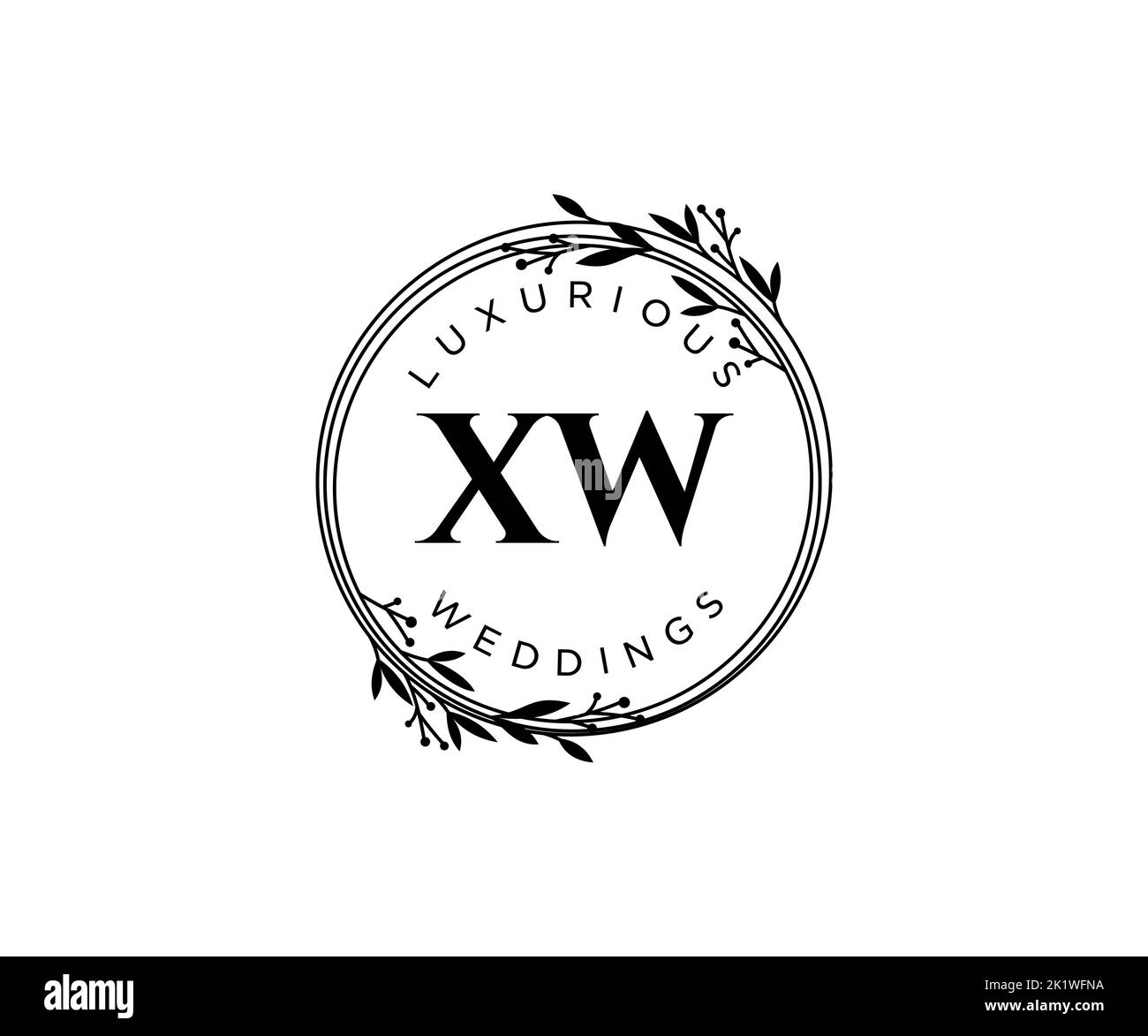 XW Initials letter Wedding monogram logos template, hand drawn modern ...