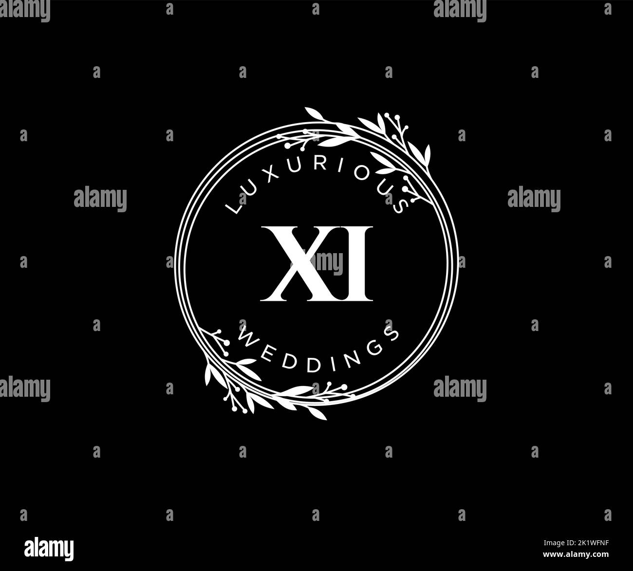 XI Initials letter Wedding monogram logos template, hand drawn modern ...