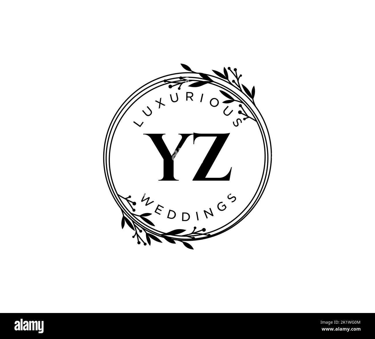 YZ Initials letter Wedding monogram logos template, hand drawn modern ...