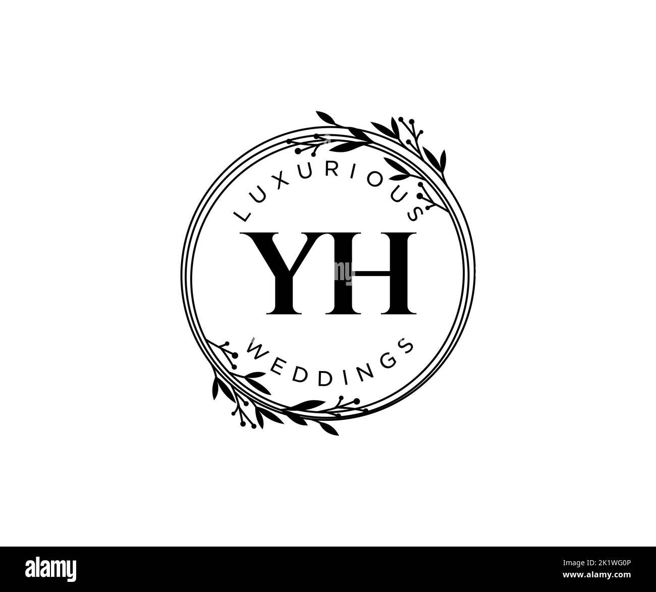 YH Initials letter Wedding monogram logos template, hand drawn modern ...