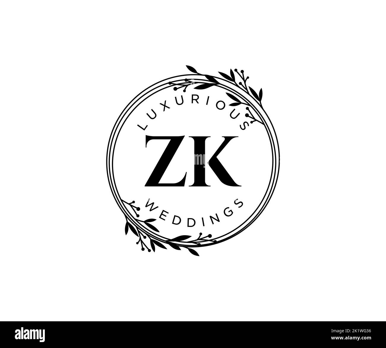 ZK Initials letter Wedding monogram logos template, hand drawn modern ...