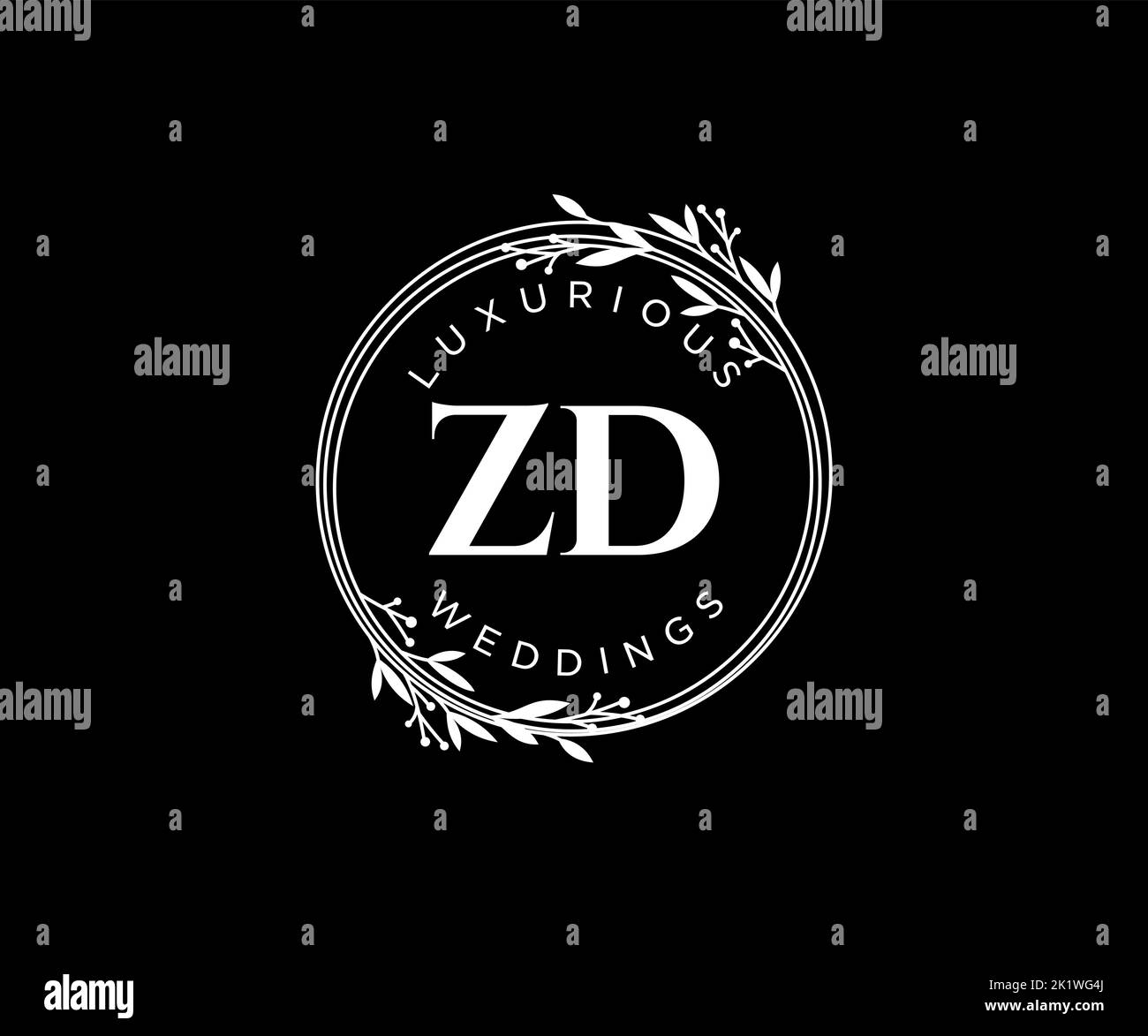 ZD Initials letter Wedding monogram logos template, hand drawn modern ...