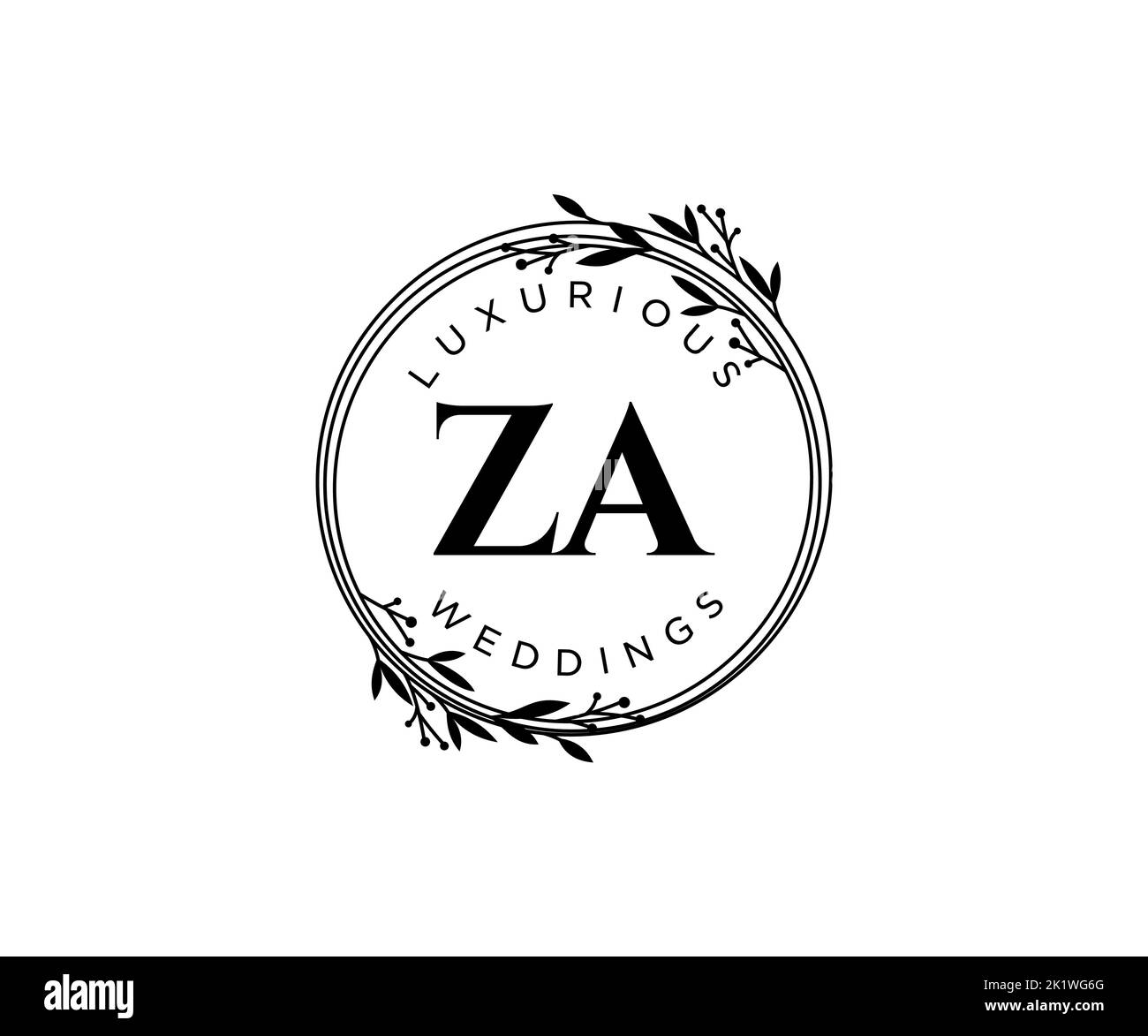 ZA Initials letter Wedding monogram logos template, hand drawn modern ...