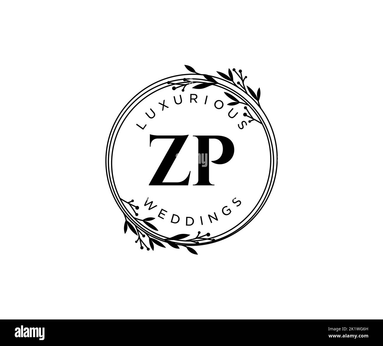 ZP Initials letter Wedding monogram logos template, hand drawn modern ...