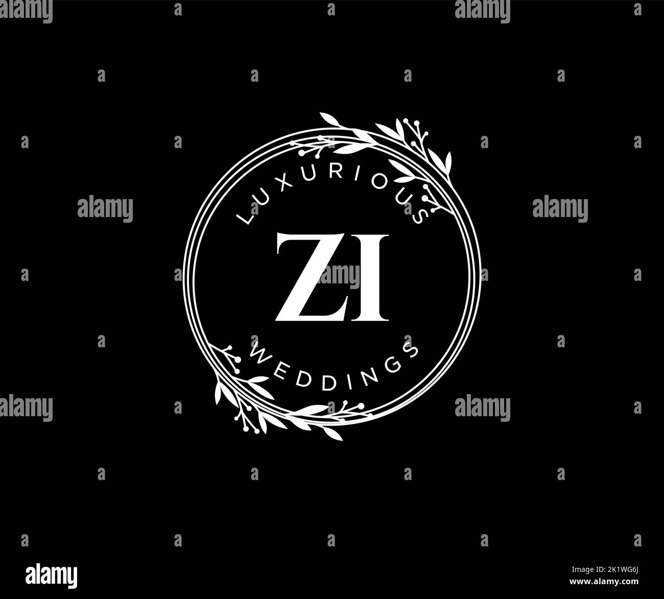 ZI Initials letter Wedding monogram logos template, hand drawn modern ...