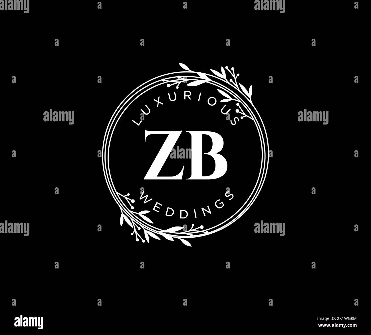 ZB Initials letter Wedding monogram logos template, hand drawn modern ...