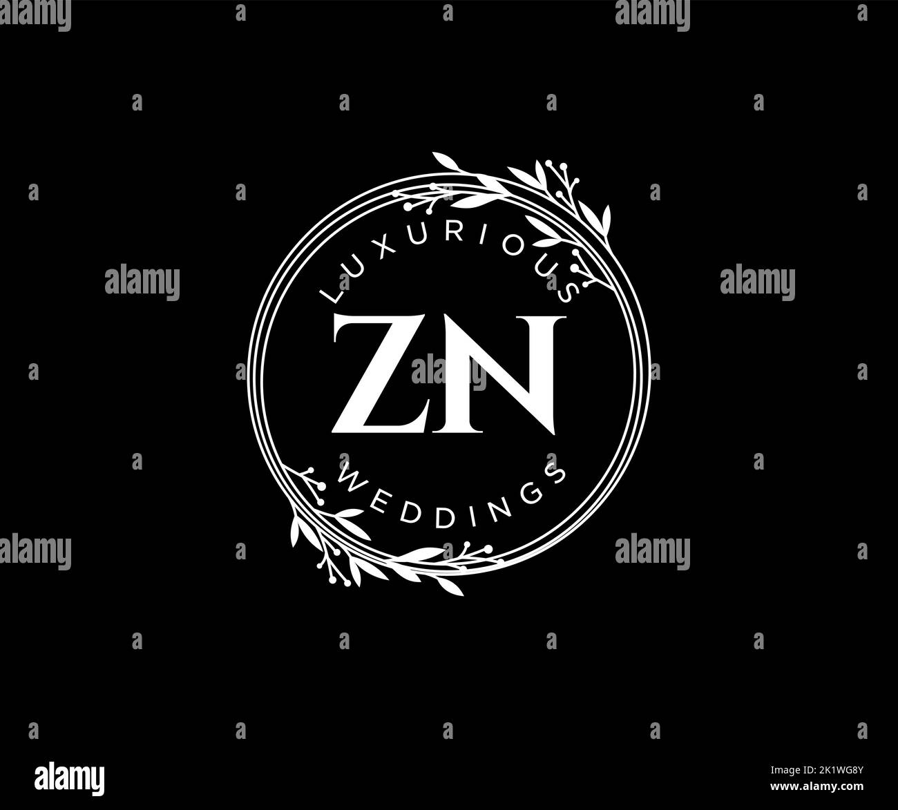 ZN Initials letter Wedding monogram logos template, hand drawn modern ...