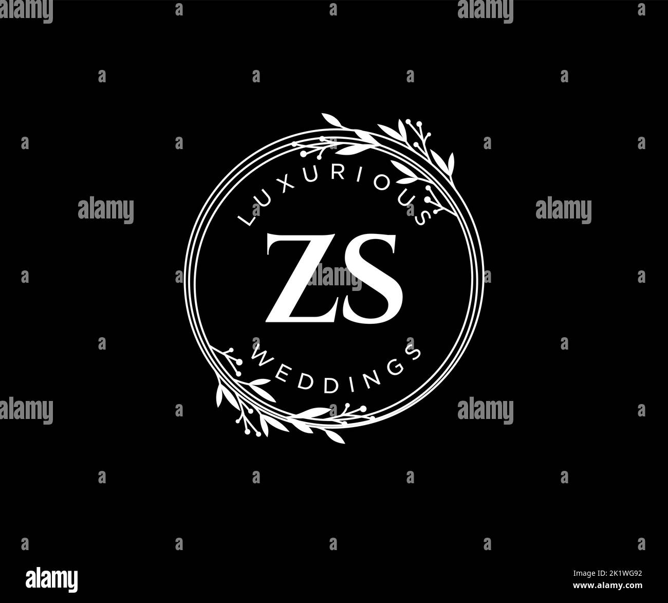 ZS Initials letter Wedding monogram logos template, hand drawn modern minimalistic and floral ...